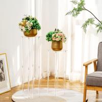 China Square Clear Crystal Acrylic Flower Stand Wedding Centerpiece For Table Decor for sale