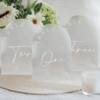 China Acrylic transparent arch semicircle digital Place card DIY blank party decorations wedding table card Document camera card for sale
