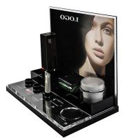China Recyclable Black Cosmetic Acrylic Display Rack Retail Store Tier for sale