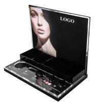 China Recyclable Black Cosmetic Acrylic Display Rack Retail Store Tier for sale