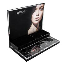 China Recyclable Black Cosmetic Acrylic Display Rack Retail Store Tier for sale