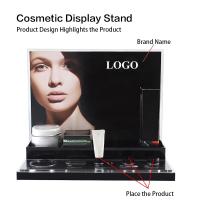 China Recyclable Black Cosmetic Acrylic Display Rack Retail Store Tier for sale
