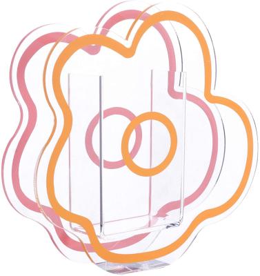 China Colored Tall Clear Acrylic Flower Vases Nordic Colorful Sun Dawn Geometric Home Desktop for sale