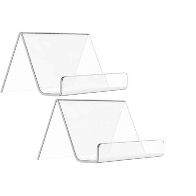 China Clear Business Acrylic Greeting Card Display Stand Holders Desk Desktop Name Rack for sale