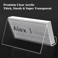 China Clear Business Acrylic Greeting Card Display Stand Holders Desk Desktop Name Rack for sale