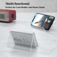 China Clear Business Acrylic Greeting Card Display Stand Holders Desk Desktop Name Rack for sale