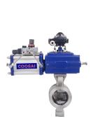 China DN25 V Notch Pneumatic Wafer Type Ball Valve for sale