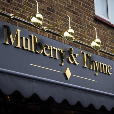 China Shop Front Stainless Steel Gold Mirror Logo Metal Letter Electronic Sign Board Business Outdoor Custom Illuminated LED Sign for sale