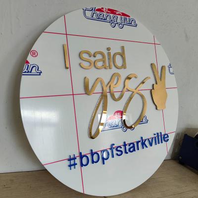 China Birthday Party Baby Shower Decoration Circle Engagement Wedding Welcome Sign Custom 3D Acrylic Round Wedding Signs for sale