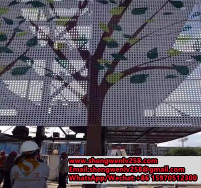 China aluminum cutting screen panel with tree patterns design laser cutting panel for balcony facade window for sale