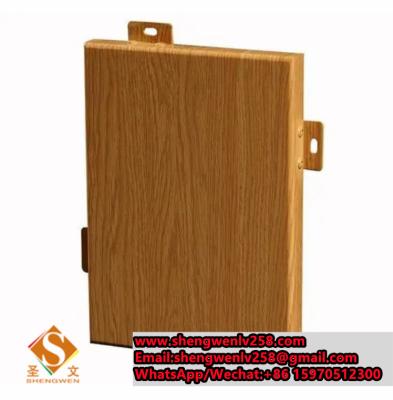 China Rainproof Decorative Shop Panel Metal Ceiling Curtain Wallpanel Wood Grain Aluminum Veneer for sale