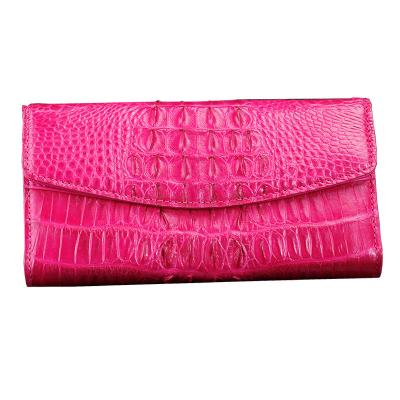 China Exotic Real Crocodile Skin Women Large Trifold Wallet Genuine Alligator Leather Female Card Holders Lady Phone Clutch for sale