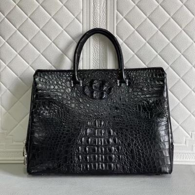 China Authentic Crocodile Skin Businessmen Passcode Briefcase Genuine Alligator Leather Male Large Totes Top-handle Handbag for sale