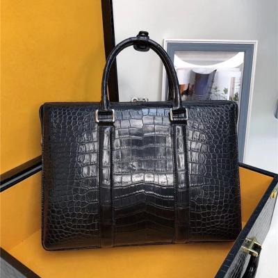 China Authentic Crocodile Belly Skin Businessmen Large Laptop Briefcase Genuine Exotic Alligator Leather Male Working Handbag for sale