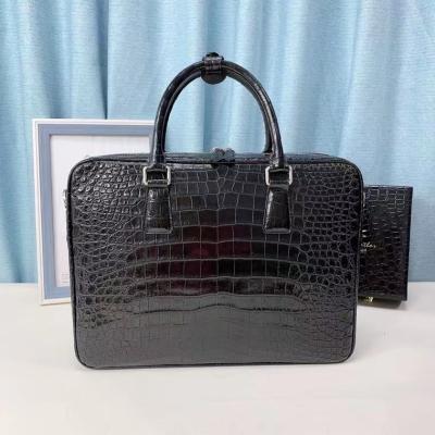China Authentic Crocodile Belly Skin Men's Classic Working Briefcase Genuine Alligator Leather Male Large Top-handle Handbag for sale