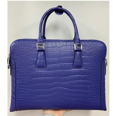 China Authentic Crocodile Belly Skin Matt Finished Businessmen Blue Briefcase Genuine Alligator Leather Male Working Purse for sale
