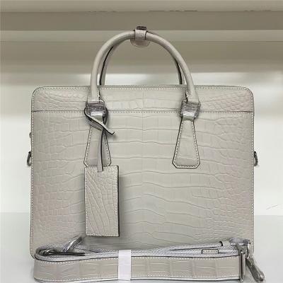 China Authentic Crocodile Belly Skin Matt Finish Nude Color Male Briefcase Genuine Alligator Leather Businessmen Working Totes for sale