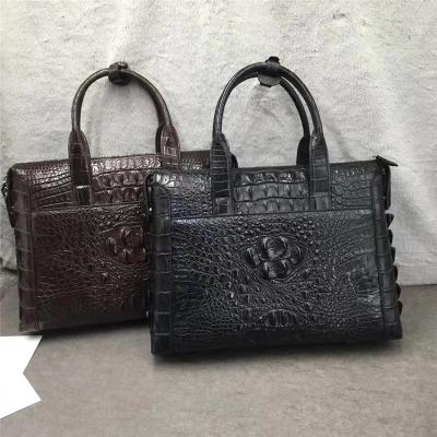 China Exotic Genuine Crocodile Skin Businessmen ZIP Laptop Briefcase Authentic Alligator Leather Male Top-handle Working Purse for sale