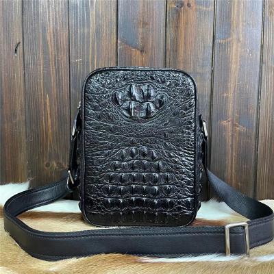 China Authentic Crocodile Skin Men's Small Mini Shoulder Bag Flap Purse Genuine Alligator Leather Male Casual Messenger Bag for sale