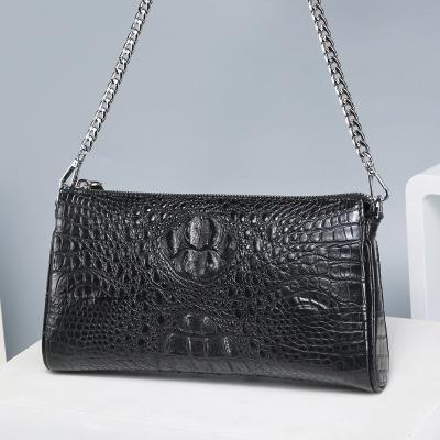 China Genuine Alligator Leather Female Flap Bag Lady Small Purse Authentic Crocodile Skin Two Straps Women Single Shoulder Bag for sale
