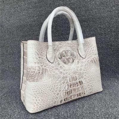 China Authentic Alligator Skin Female White Purse Lady Three-way Handbag Genuine Crocodile Leather Women Single Shoulder Bag for sale