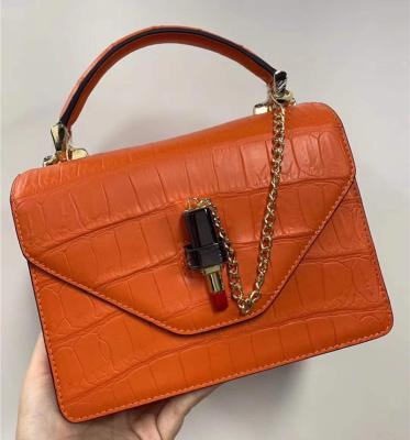 China Authentic Crocodile Belly Skin Women Small Orange Purse Lady Chain Handbag Genuine Alligator Leather Female Shoulder Bag for sale