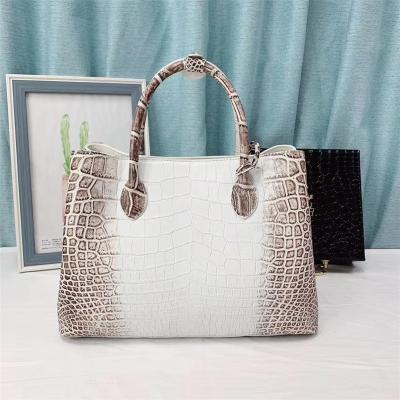 China Genuine Alligator Leather OL Lady working Purse Authentic Crocodile Belly Skin Women's Handbag Female Large Shoulder Bag for sale
