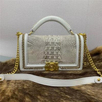 China Authentic Crocodile Skin Women White Flap Purse Genuine Alligator Leather Lady Small Handbag Female Single Shoulder Bag for sale