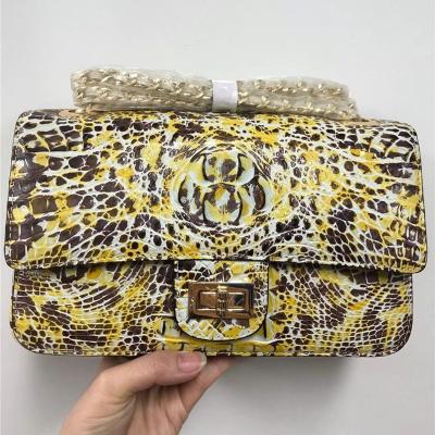 China Authentic Crocodile Skin Women Flap Bag Genuine Alligator Leather Lady Colorful Chain Purse Female Single Shoulder Bag for sale