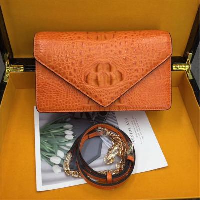 China Exotic Alligator Skin Women Small Clutch Bag Genuine Crocodile Leather Female Envelop Purse Lady Cross Shoulder Bag for sale