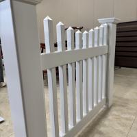 China 8ft Wide White Clean Design PVC Picket Fence Durable Fire Retardant for sale