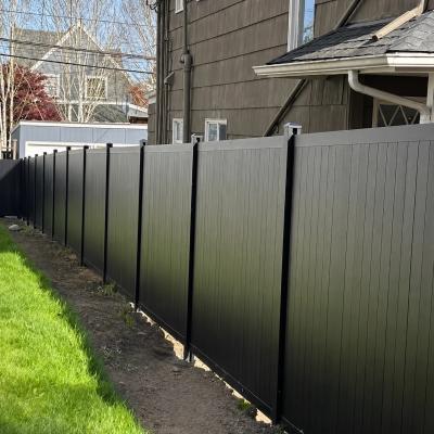 China Full Screen PVC Privacy Fence Privacy PVC Vinyl Fence Black 8 Boards Set for sale