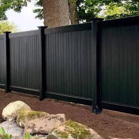 China UV Proof PVC Privacy Fence Weatherproof UV Black Vinyl Panel Boards 2.4m for sale
