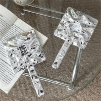 China Everyday Customized Handle Hand Mirror Logo Custom Small Glitter Silver Makeup Mirrors for sale