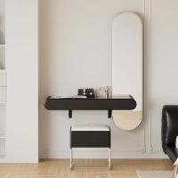 China Villa Bedroom Small Black Makeup Vanity Desk With Drawers And LED Lights for sale