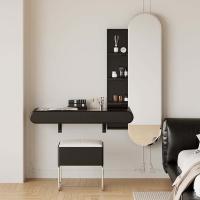 China Villa Bedroom Small Black Makeup Vanity Desk With Drawers And LED Lights for sale