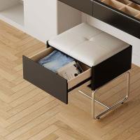China Villa Bedroom Small Black Makeup Vanity Desk With Drawers And LED Lights for sale