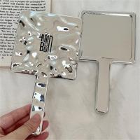 China 10.5*19*1cm Custom Logo Hand Held Mirror for Daily Makeup in Silver Square Shape for sale