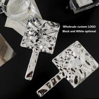 China 10.5*19*1cm Custom Logo Hand Held Mirror for Daily Makeup in Silver Square Shape for sale