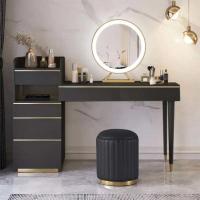 China Bedroom Dressing Table Modern Dresser Desk with LED Mirror and MDF Panel Drawers for sale