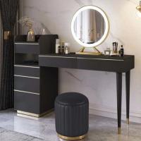 China Bedroom Dressing Table Modern Dresser Desk with LED Mirror and MDF Panel Drawers for sale