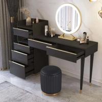 China Bedroom Dressing Table Modern Dresser Desk with LED Mirror and MDF Panel Drawers for sale