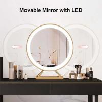 China Bedroom Dressing Table Modern Dresser Desk with LED Mirror and MDF Panel Drawers for sale