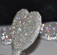 China Rhinestone Heart Travel Portable Vanity Mirror Makeup Light Up For Makeup for sale