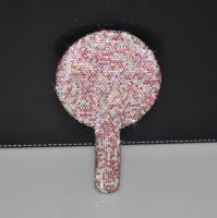 China Light Pink Circle Rhinestone Mirror for On-the-Go Touch Ups and Makeup Application for sale