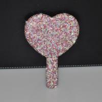 China Light Pink Circle Rhinestone Mirror for On-the-Go Touch Ups and Makeup Application for sale