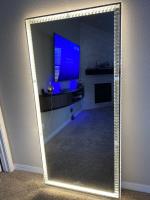 China Led Light Up Full Length Floor Mirror For Bedroom Salon Vanity Crystals for sale