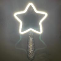 China Long Handle Lighted Cosmetic Mirror Fashion Star Shaped Vintage Gold for Everyday for sale