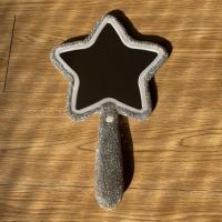 China Long Handle Lighted Cosmetic Mirror Fashion Star Shaped Vintage Gold for Everyday for sale