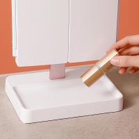 China Trifold vanity Lighted Magnifying Makeup Mirror Cosmetic ABS Plastic for sale